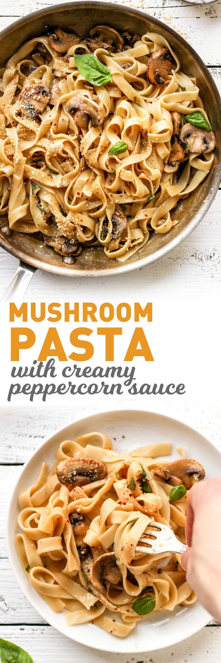 Mushroom Pasta with Creamy Peppercorn Sauce - Full of Plants