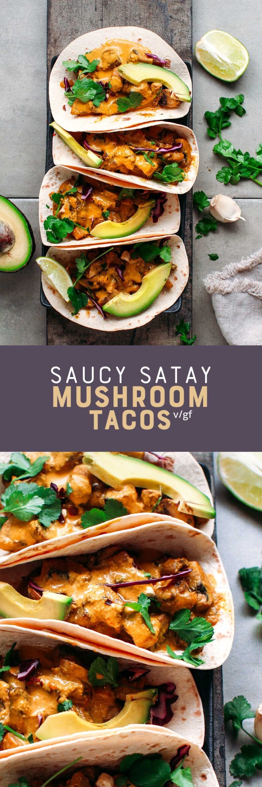 Saucy Satay Mushroom Tacos - Full of Plants
