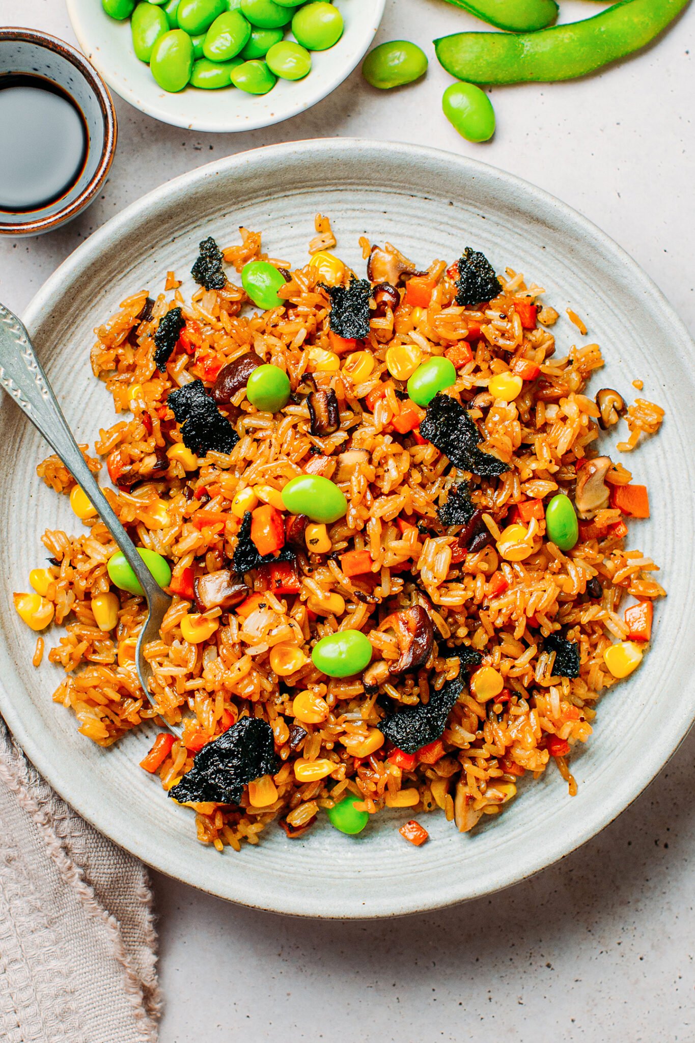 Seaweed & Edamame Fried Rice - Full of Plants