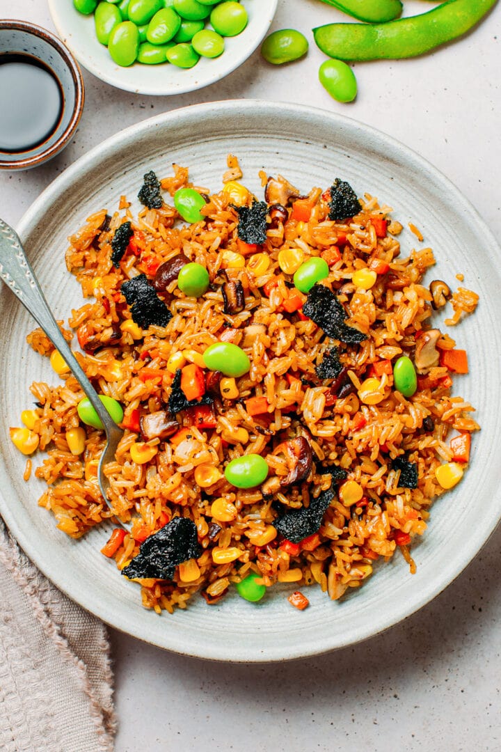 Seaweed & Edamame Fried Rice - Full of Plants