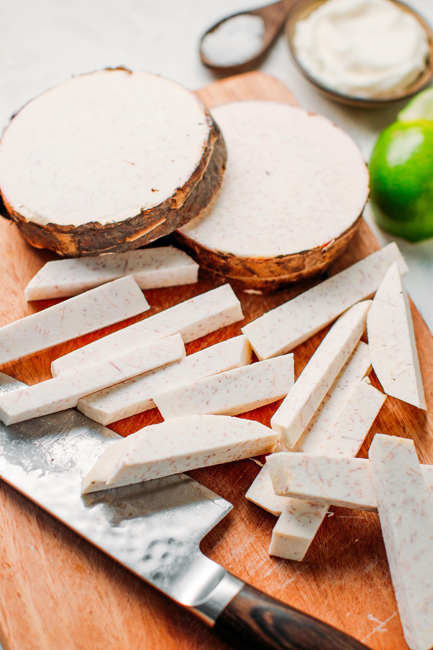 Taro Fries with Cilantro Mayo - Full of Plants