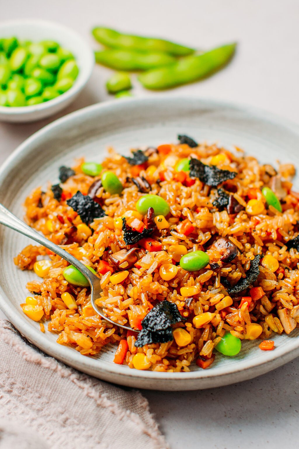 Seaweed & Edamame Fried Rice - Full of Plants