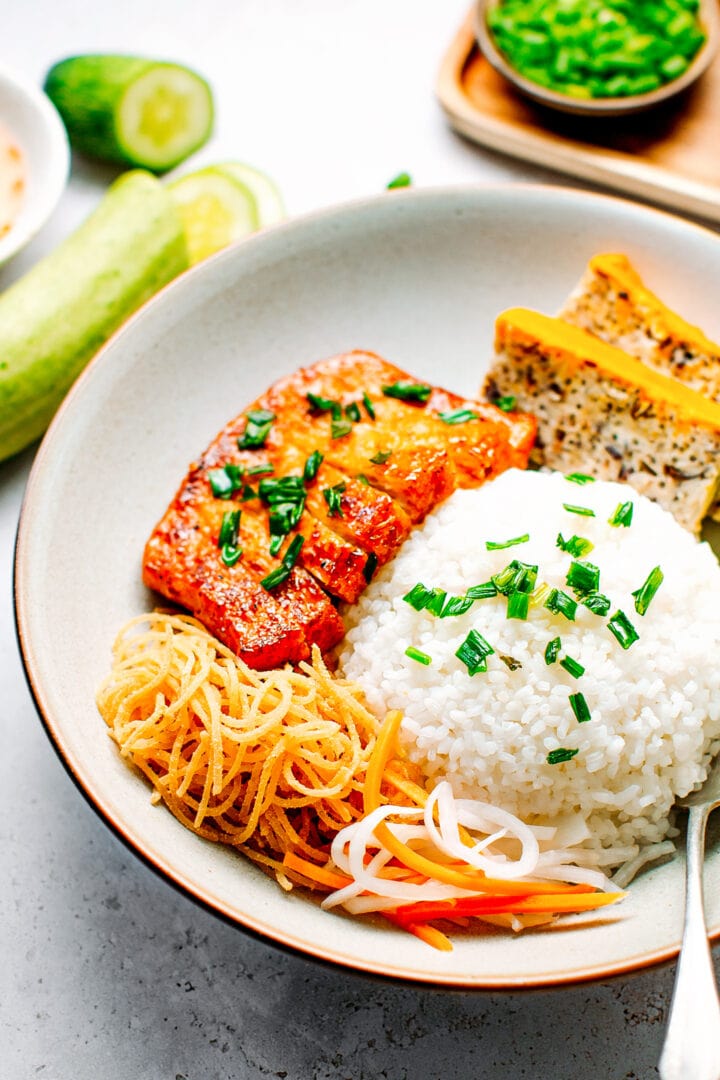 Vietnamese Broken Rice (Cơm Tấm Chay) - Full of Plants