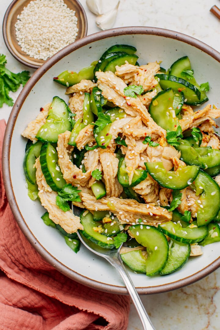 Vegan Chicken Cucumber Salad - Full of Plants