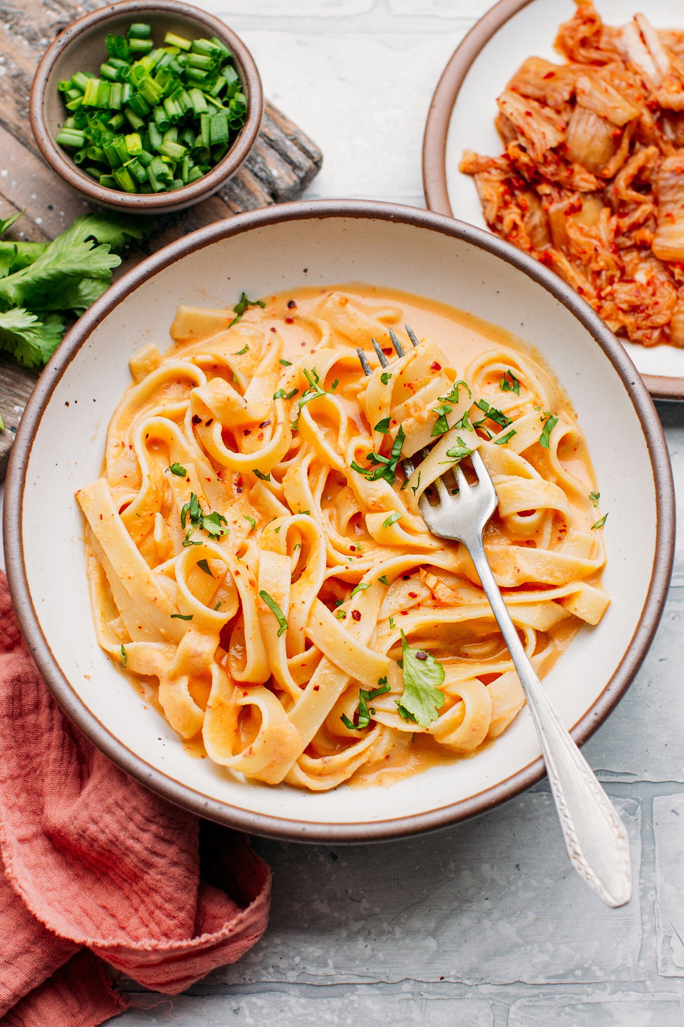 Creamy Kimchi Pasta - Full of Plants