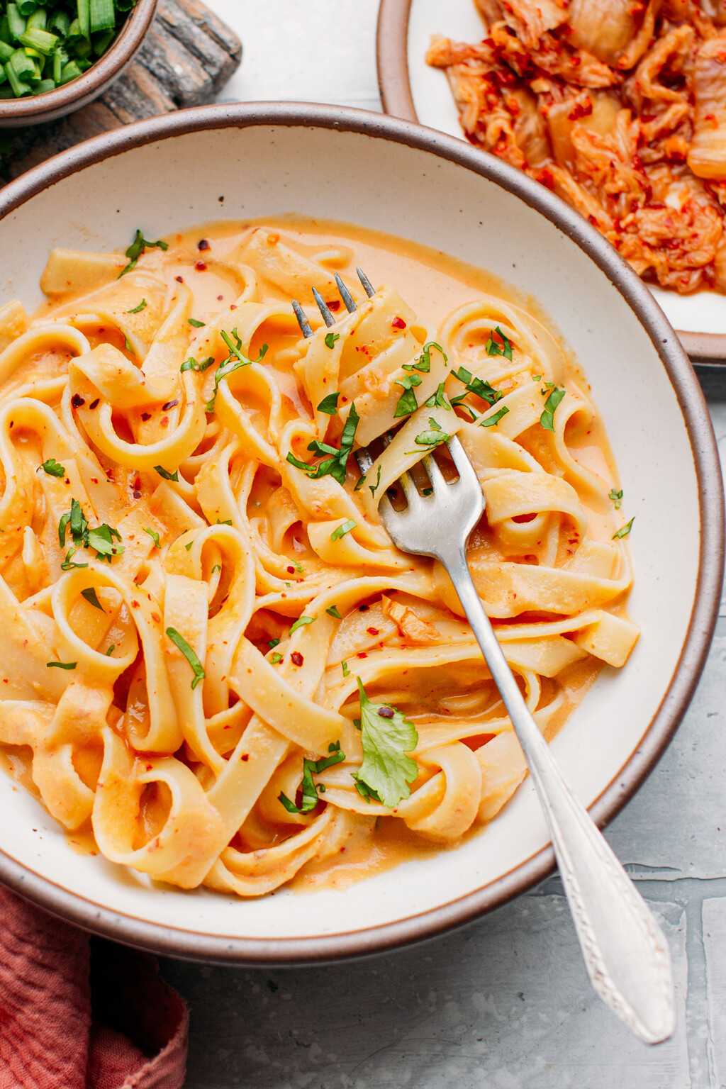 Creamy Kimchi Pasta - Full of Plants