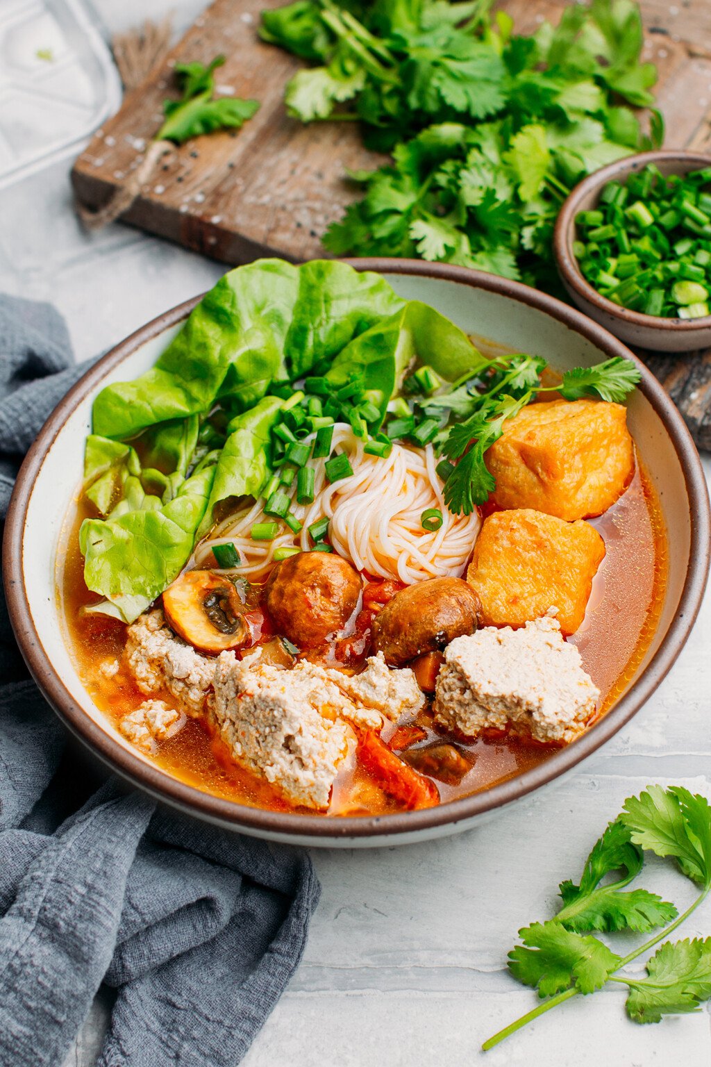 Vegan Bun Rieu (Vietnamese Crab Noodle Soup) - Full of Plants
