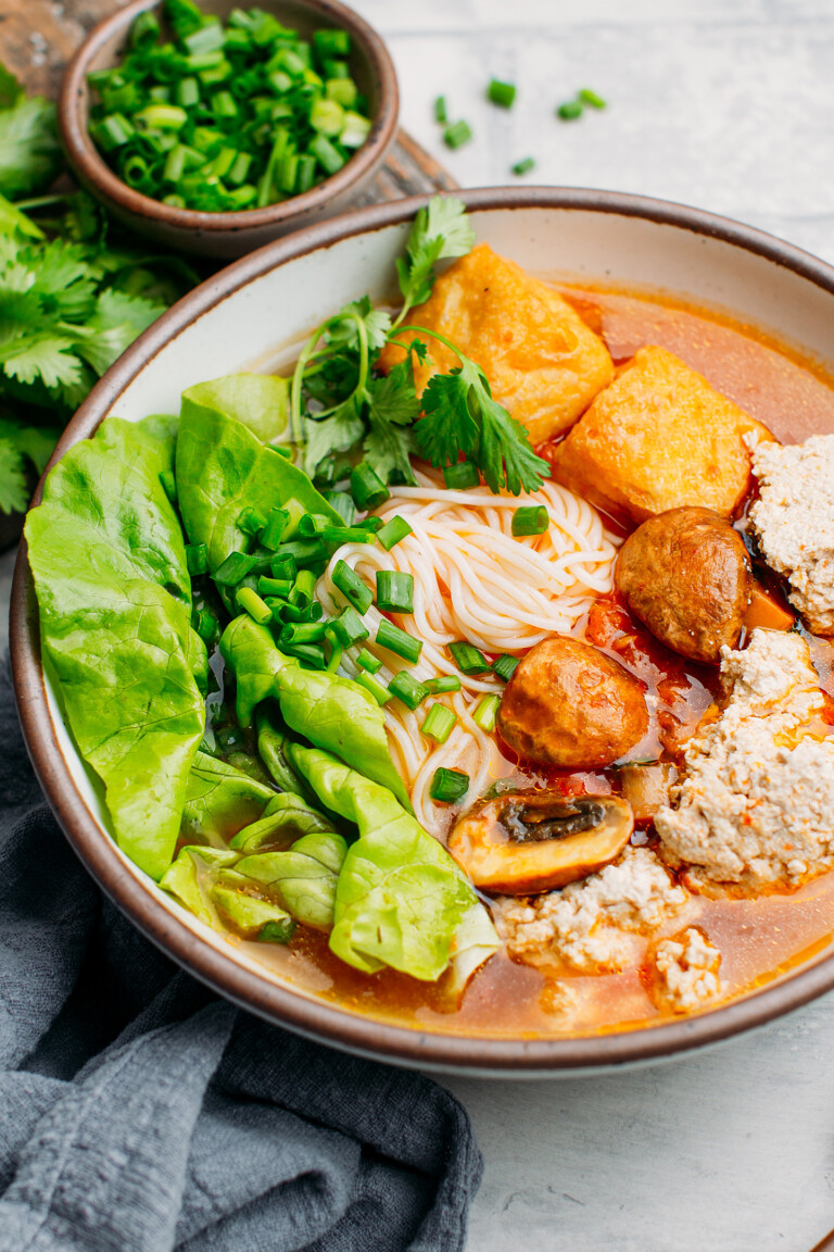 Vegan Bun Rieu (Vietnamese Crab Noodle Soup) - Full of Plants