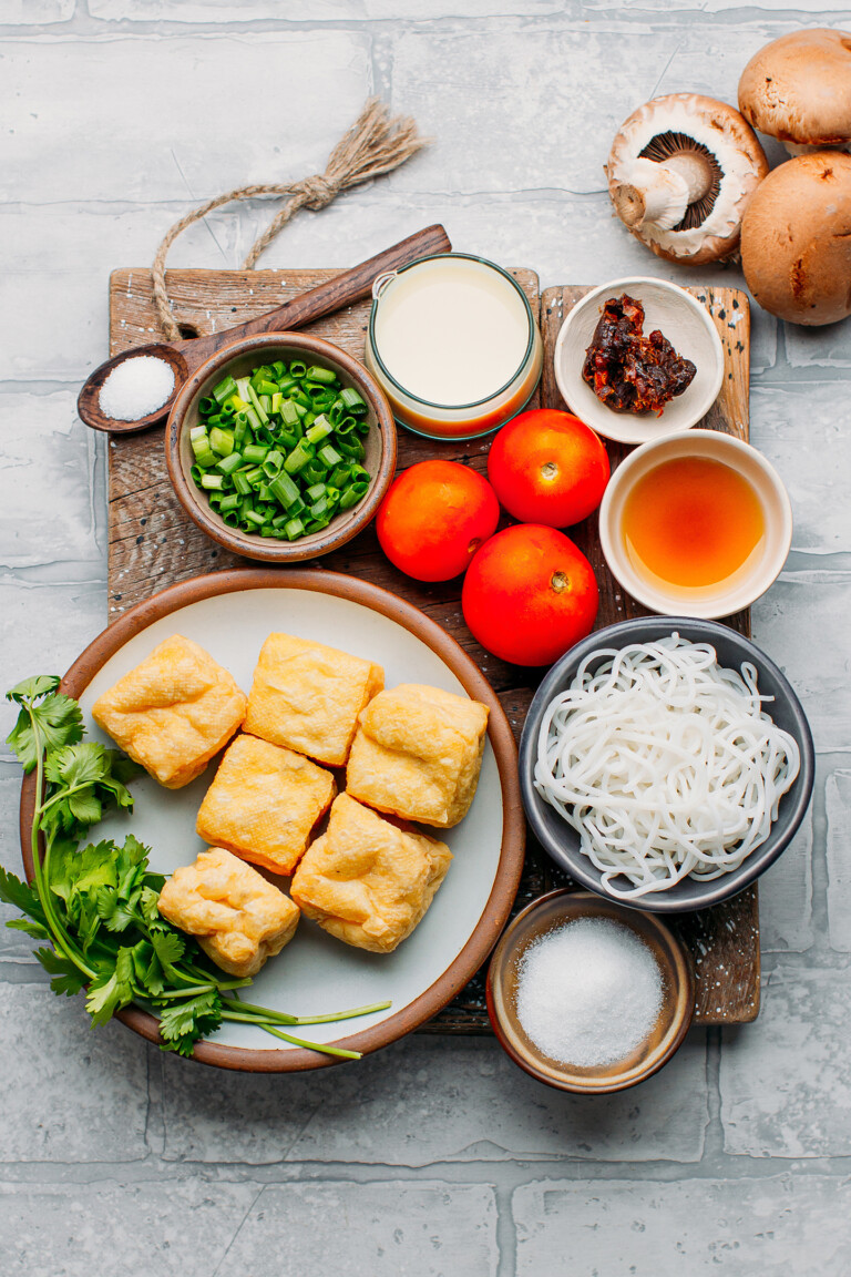Vegan Bun Rieu (Vietnamese Crab Noodle Soup) - Full of Plants